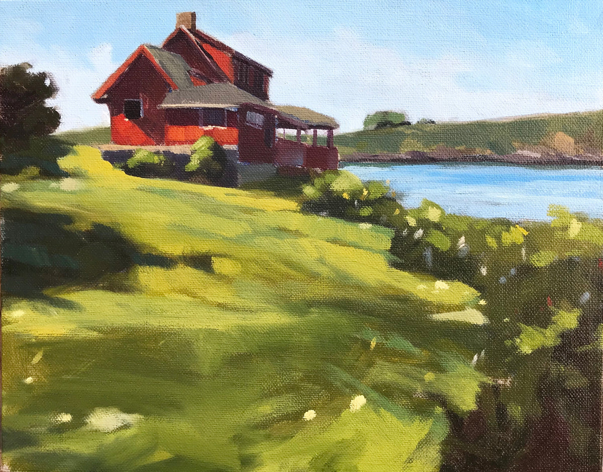 Red House, Monhegan, Plein Air 8x10 – Sharon Schock Art